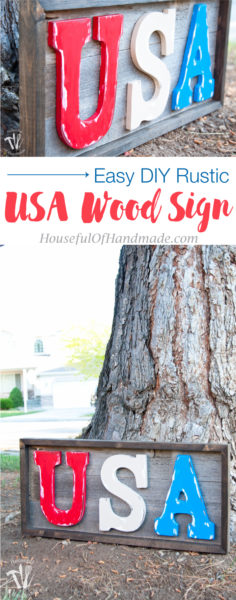 Easy DIY Rustic USA Wood Sign - Houseful of Handmade