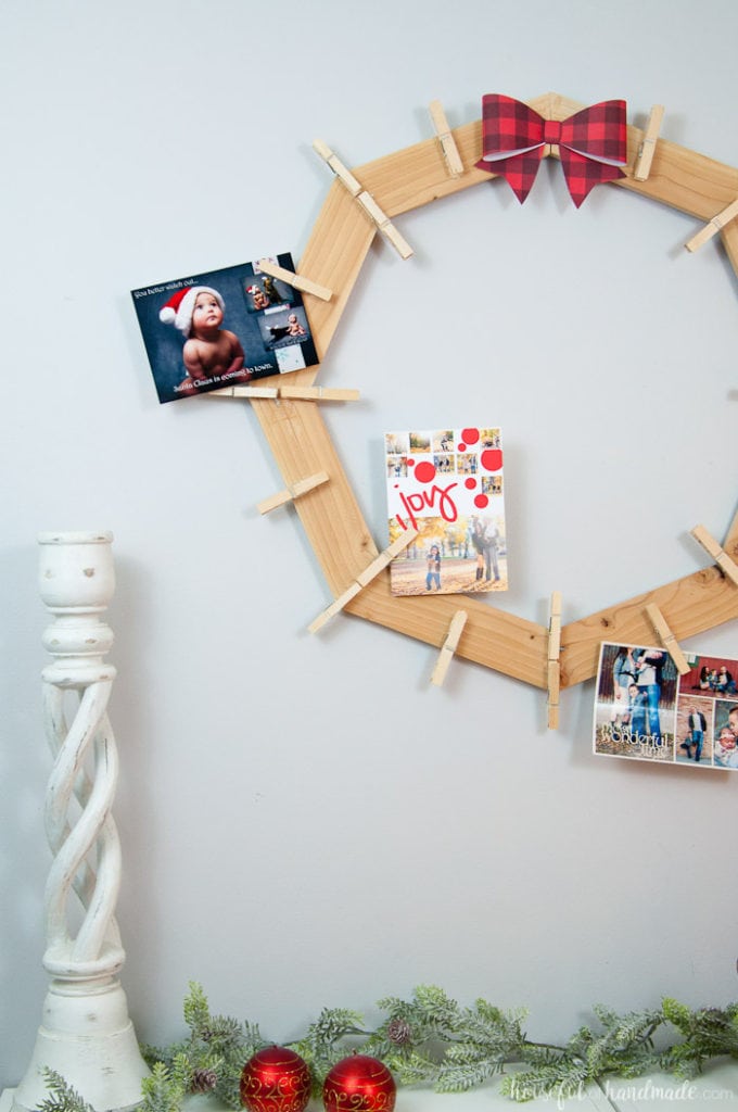 DIY Wood Christmas Card Wreath - Houseful of Handmade