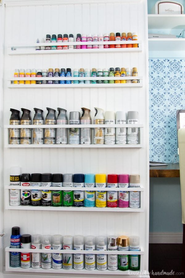 DIY Paint Storage Shelves - Houseful of Handmade