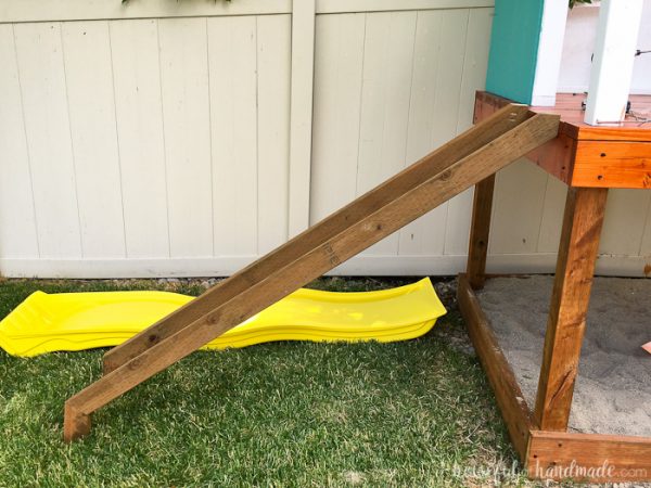 Our DIY Playhouse: The Slide & Climbing Wall - Houseful of Handmade