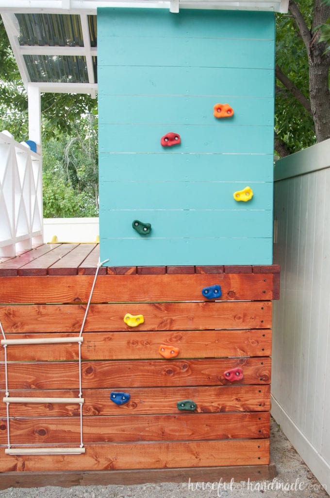 Our DIY Playhouse: The Slide & Climbing Wall - Houseful of Handmade