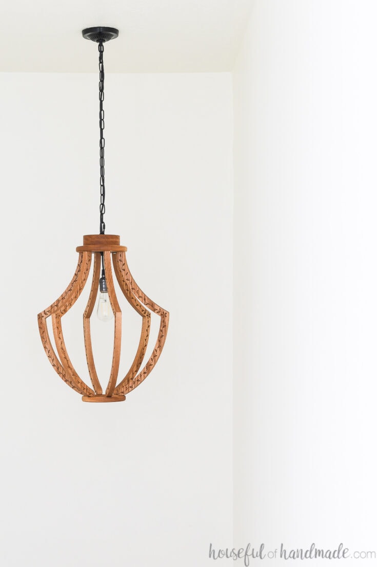 Carved DIY Wood Light Fixture - Houseful of Handmade