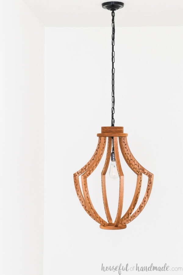 Carved DIY Wood Light Fixture - Houseful of Handmade