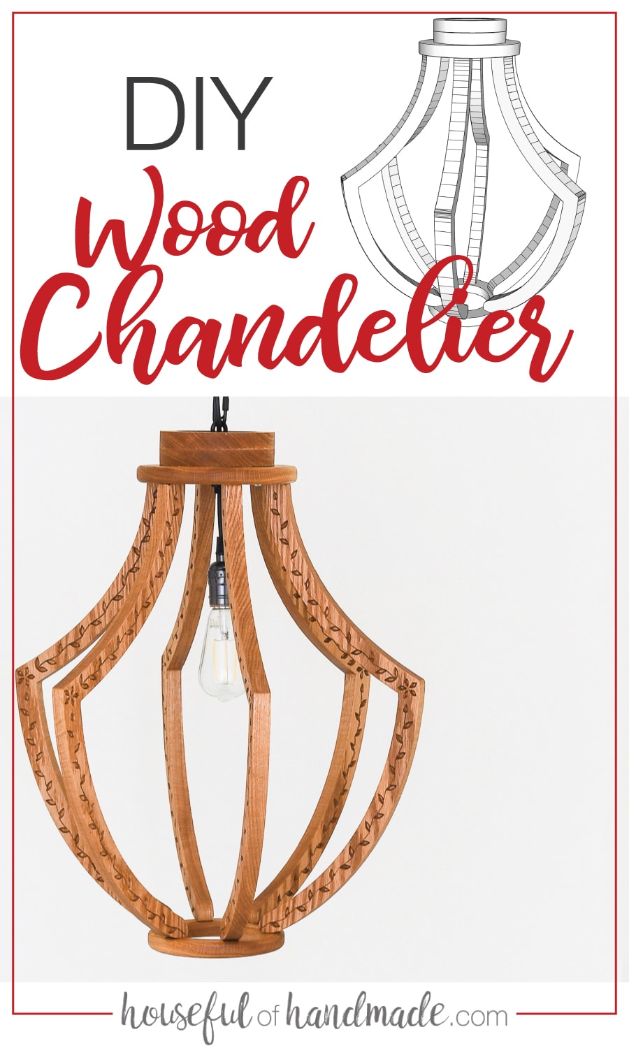 Carved DIY Wood Light Fixture - Houseful of Handmade
