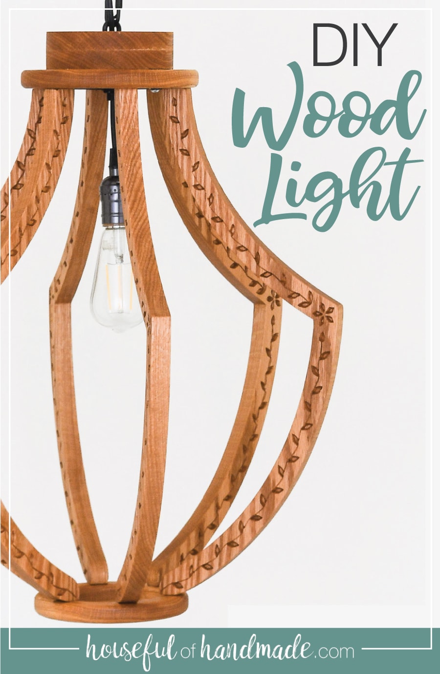 Carved DIY Wood Light Fixture - Houseful of Handmade