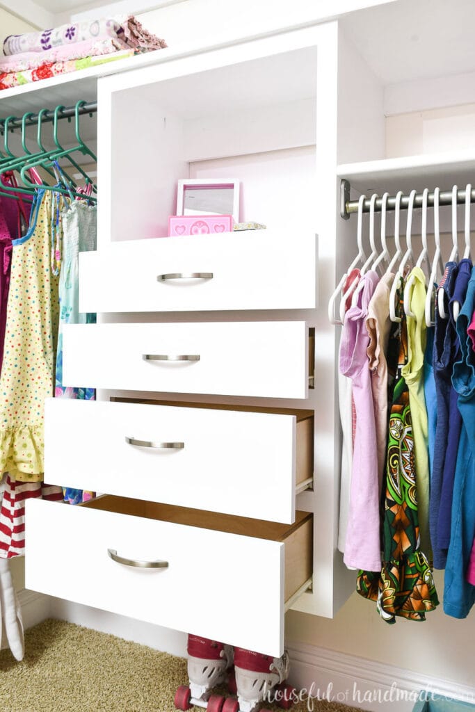 Small DIY Closet Organizer with Drawers - Houseful of Handmade
