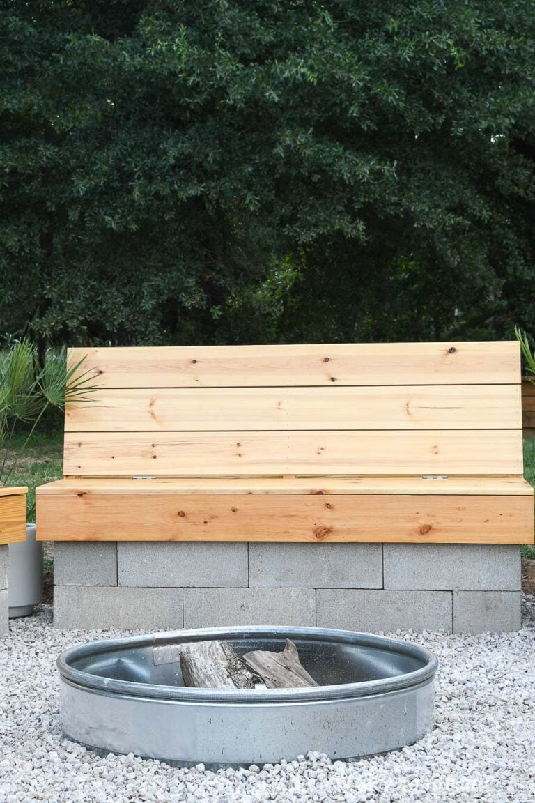 DIY Fire Pit with Wood Benches - Houseful of Handmade
