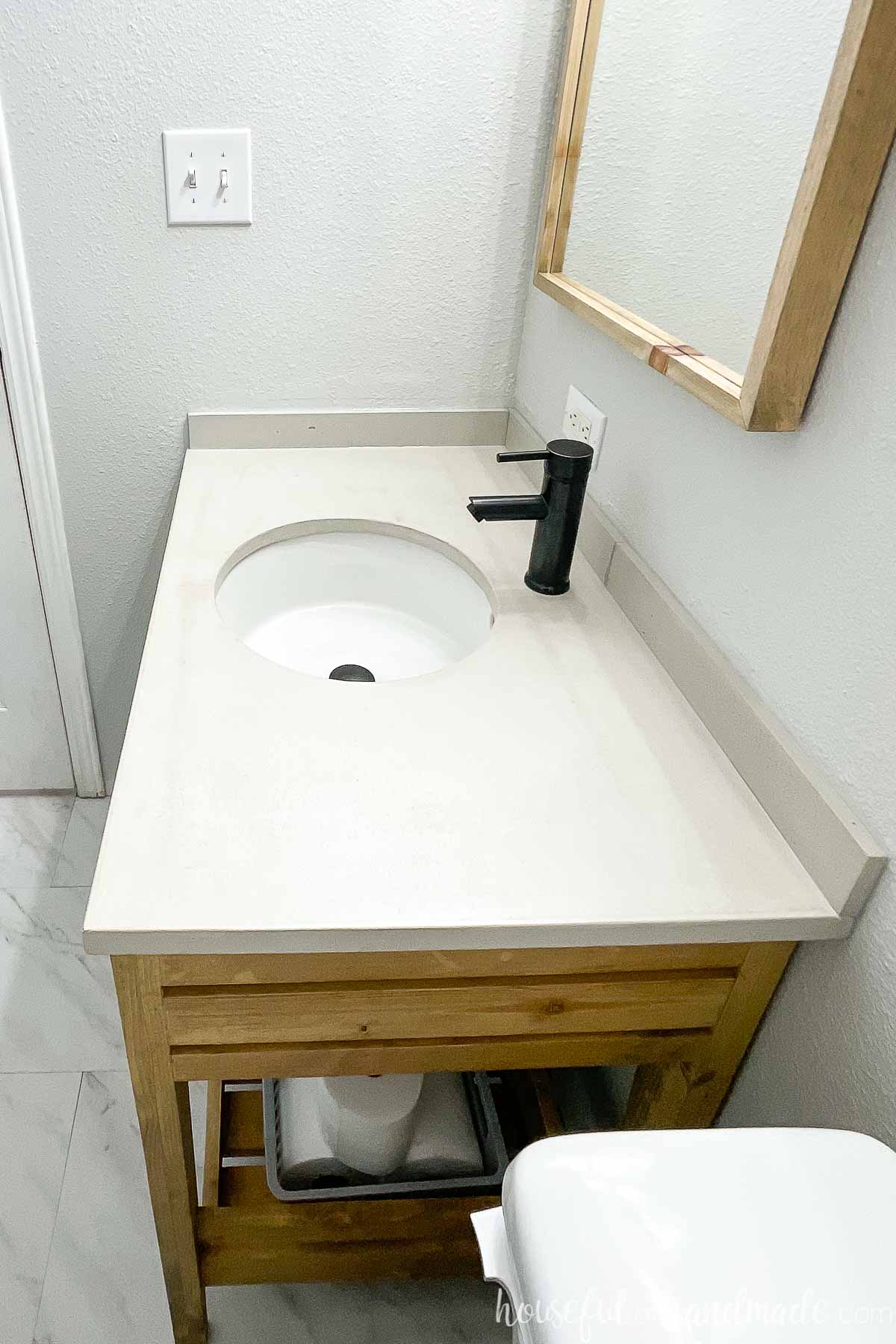 Cheap DIY Concrete Vanity Top - Houseful of Handmade
