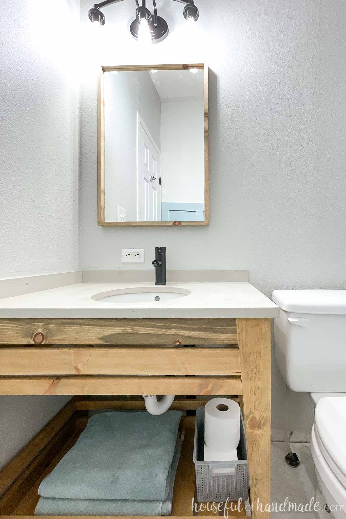 Cheap DIY Concrete Vanity Top - Houseful of Handmade