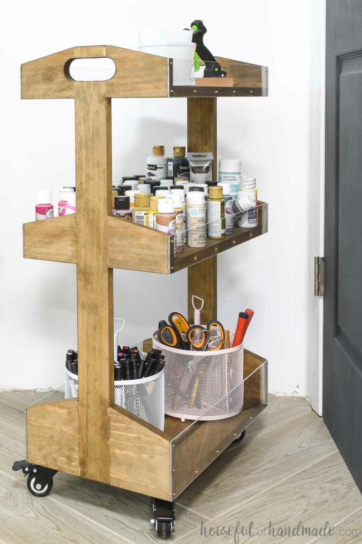 Easy Wood Rolling Cart Build Plans - Houseful of Handmade