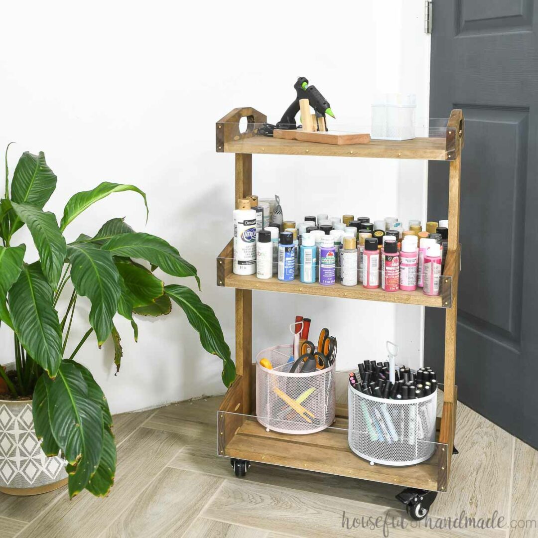 Easy Wood Rolling Cart Build Plans - Houseful of Handmade