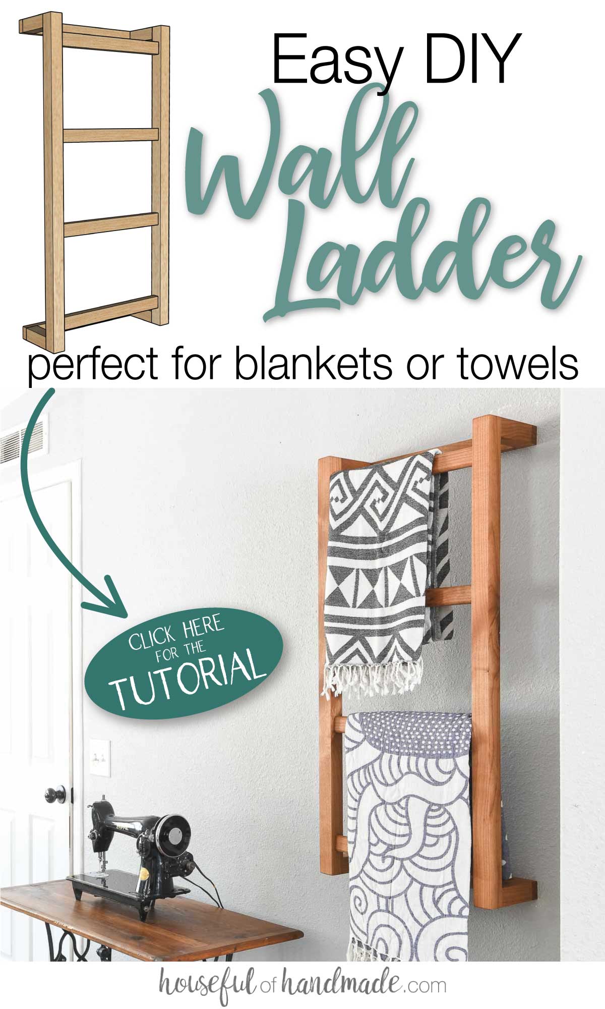 Wall Mounted Ladder for Blankets or Towels - Houseful of Handmade