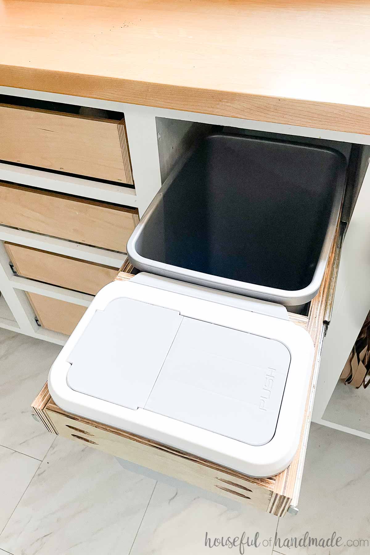 How to Build a Pull Out Trash Can Cabinet - Houseful of Handmade