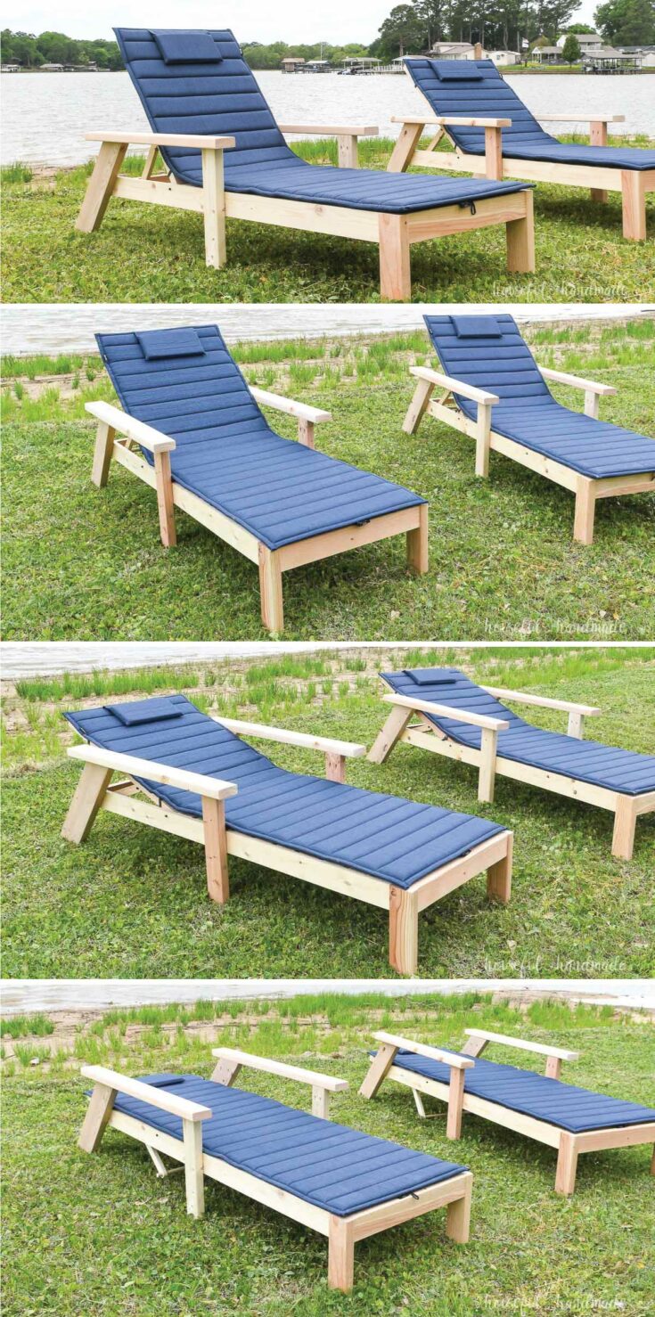 Outdoor Chaise Lounge Chair with Adjustable Back - Houseful of Handmade