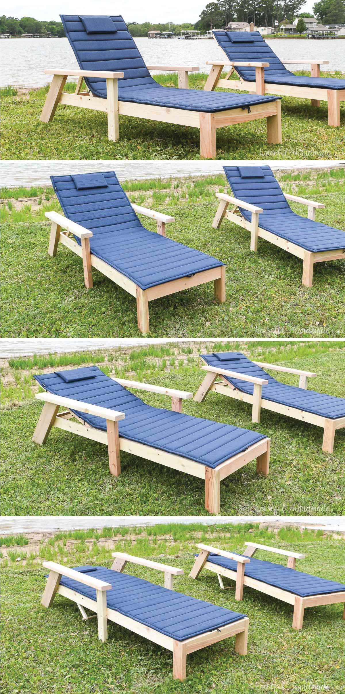 Outdoor Chaise Lounge Chair with Adjustable Back - Houseful of Handmade