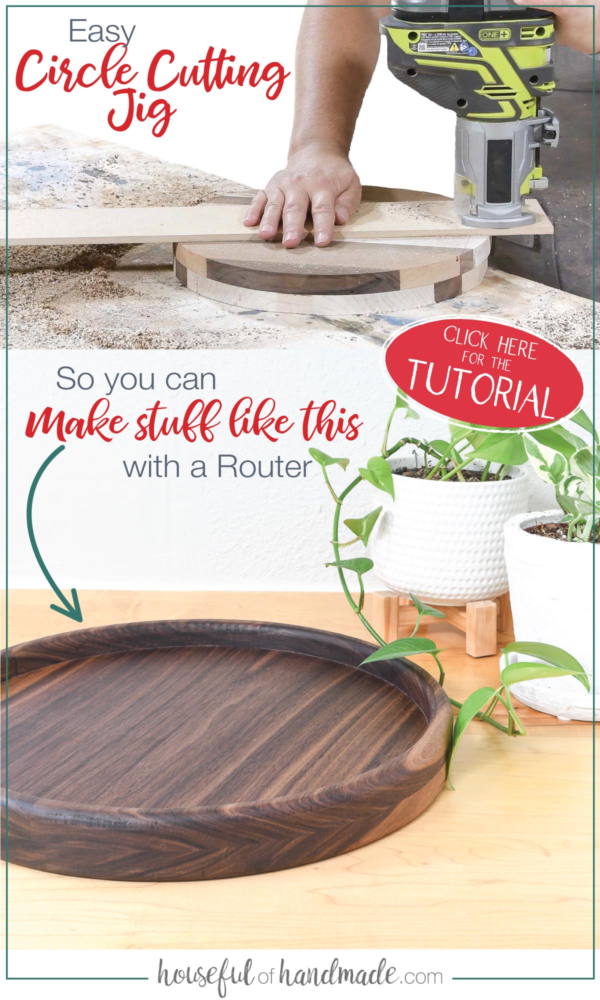 Fast & Easy Router Circle Cutting Jig - Houseful of Handmade
