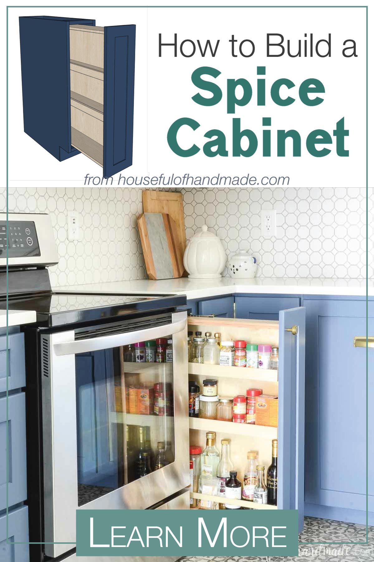 How to Build a Pull Out Spice Rack Cabinet - Houseful of Handmade