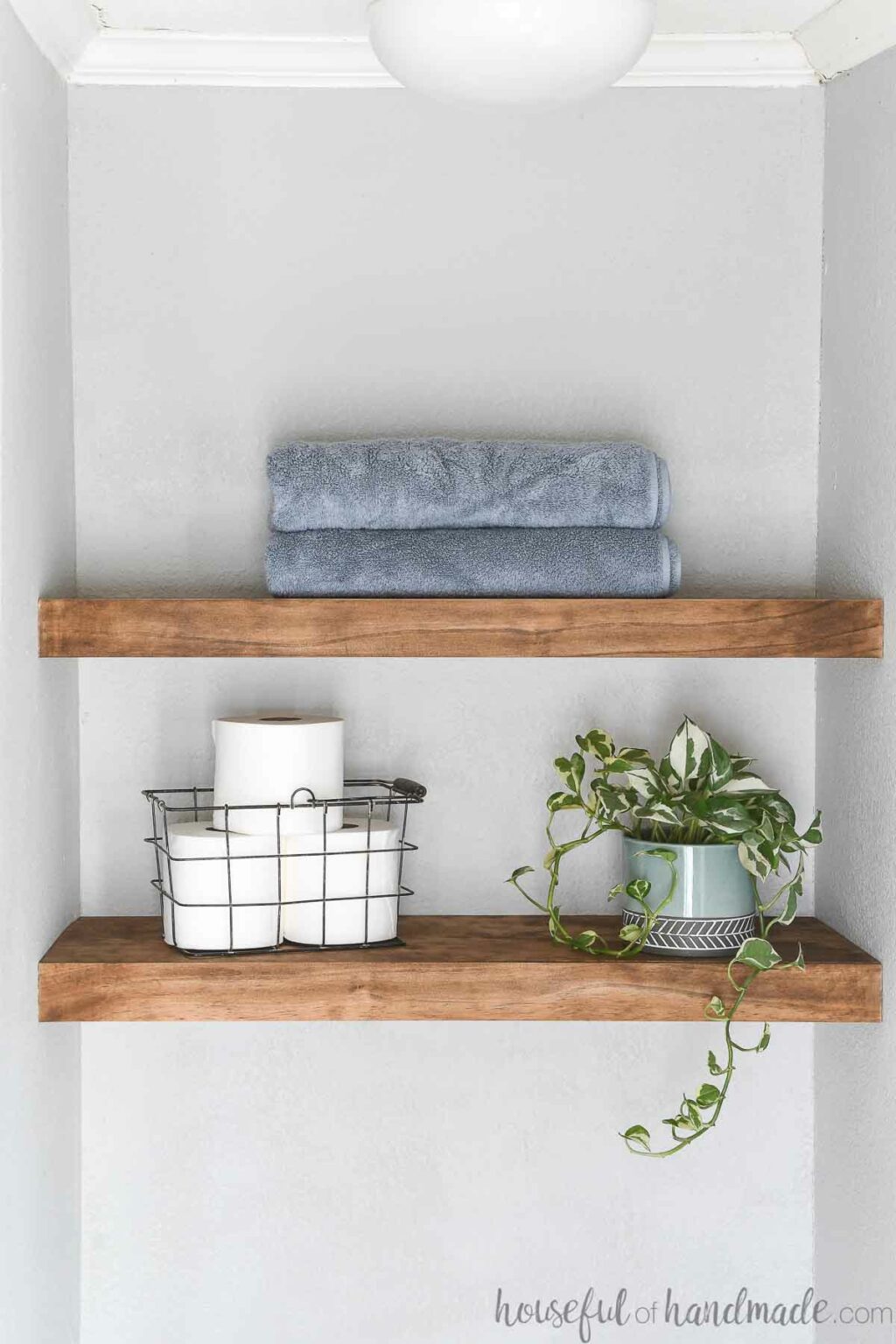 Easy DIY Floating Shelves in a Nook or Alcove - Houseful of Handmade