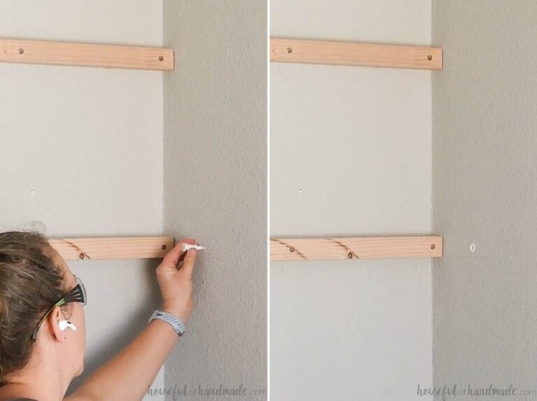 Easy DIY Floating Shelves in a Nook or Alcove - Houseful of Handmade