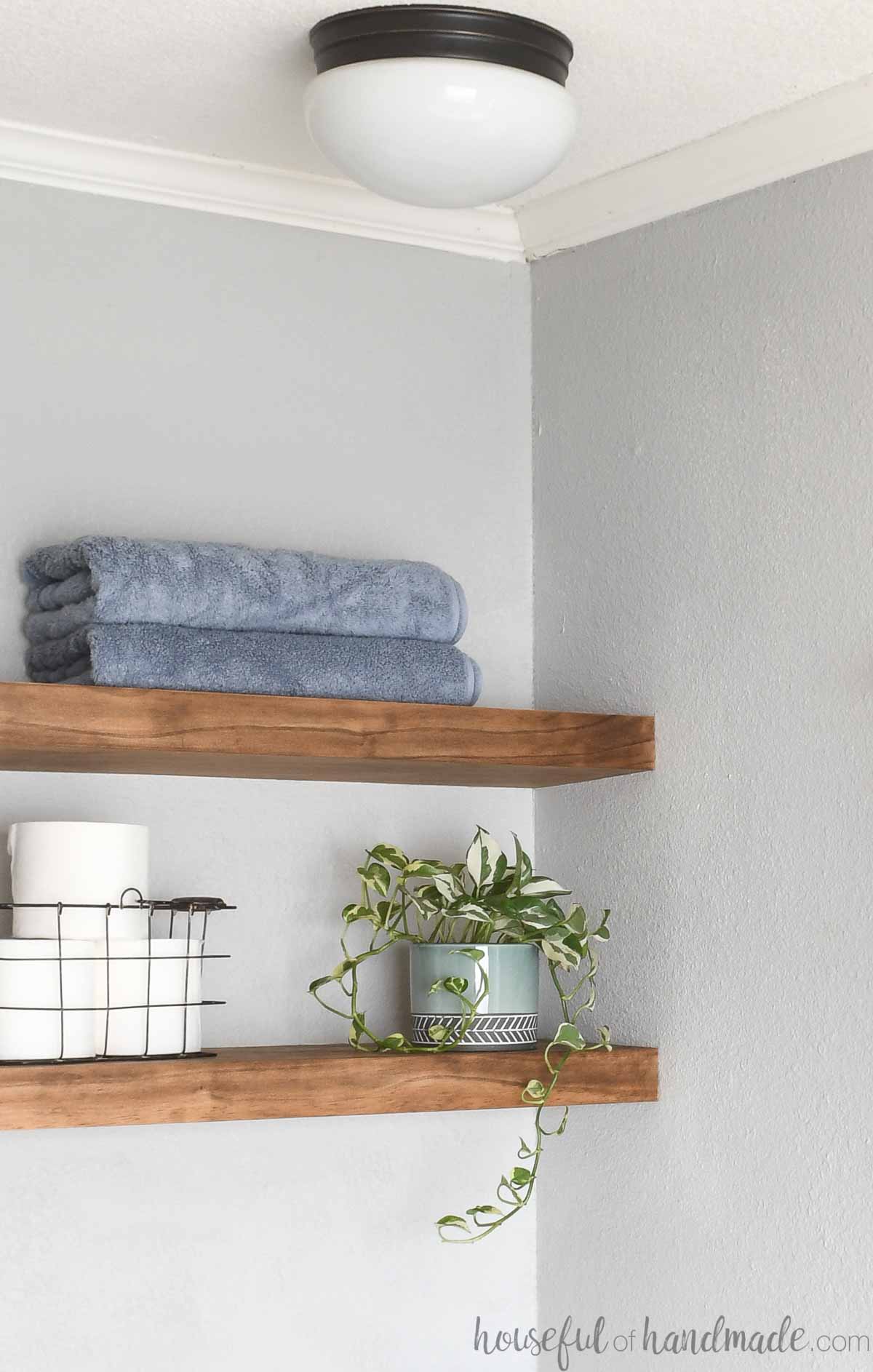 Easy DIY Floating Shelves in a Nook or Alcove - Houseful of Handmade