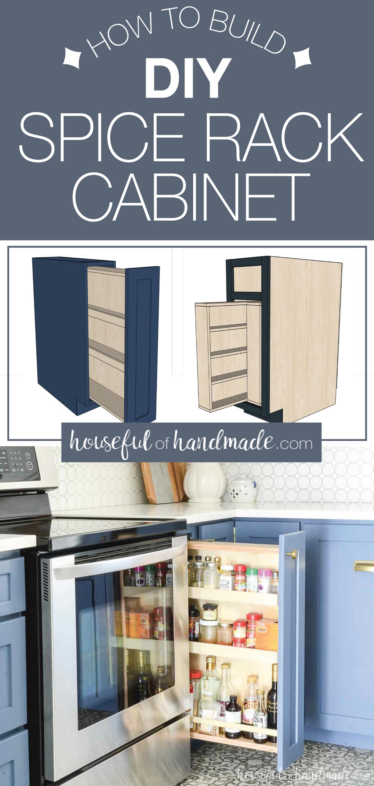 How to Build a Pull Out Spice Rack Cabinet - Houseful of Handmade