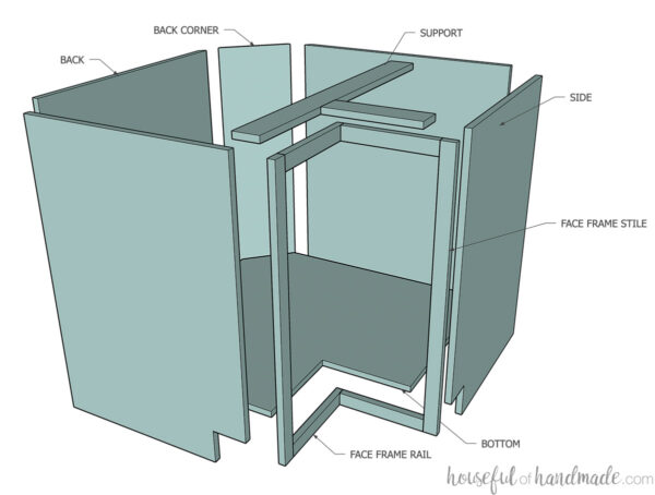 Bifold Corner Base Cabinet Build Plans - Houseful of Handmade