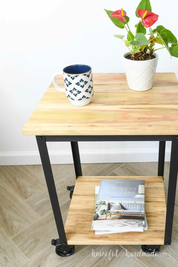 Simple DIY Side Table with Wheels - Houseful of Handmade