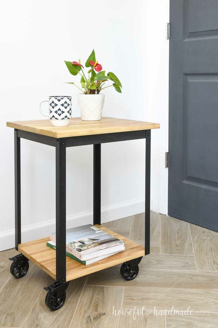 Simple DIY Side Table with Wheels - Houseful of Handmade