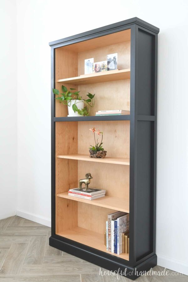 DIY Tall Bookcase with Trim - Houseful of Handmade