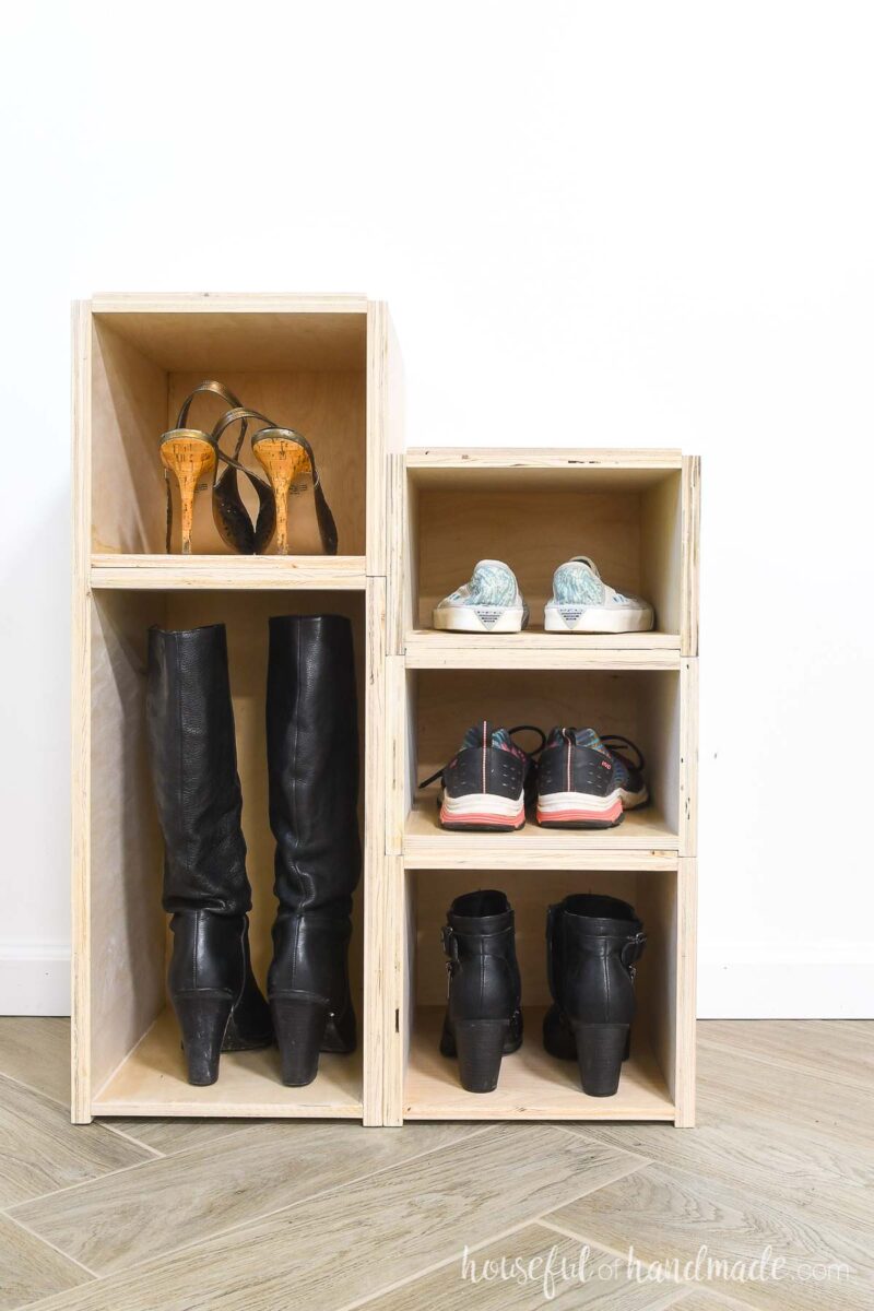 DIY Stackable Shoe Storage Boxes - Houseful of Handmade