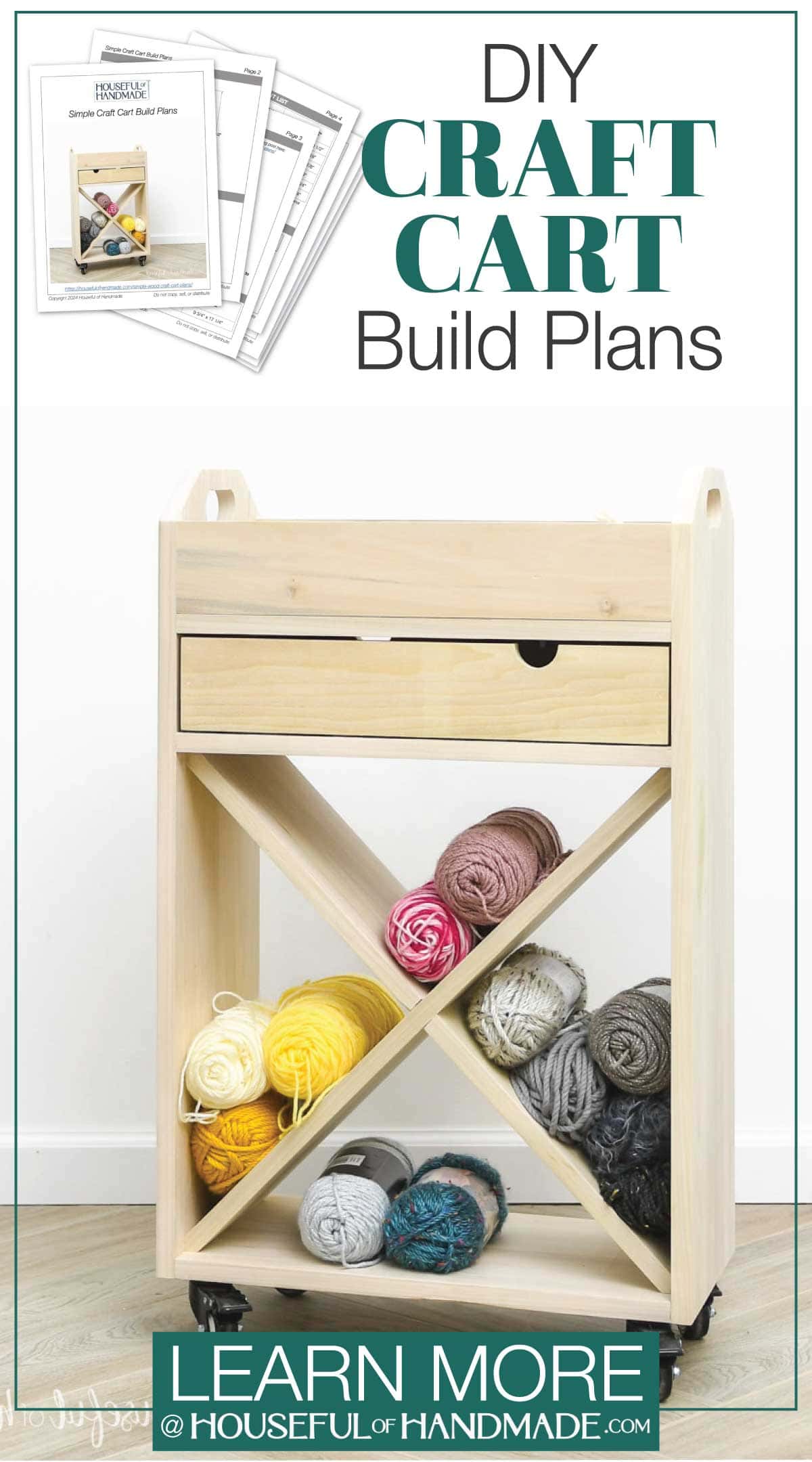 Simple Wood Craft Cart Plans - Houseful of Handmade
